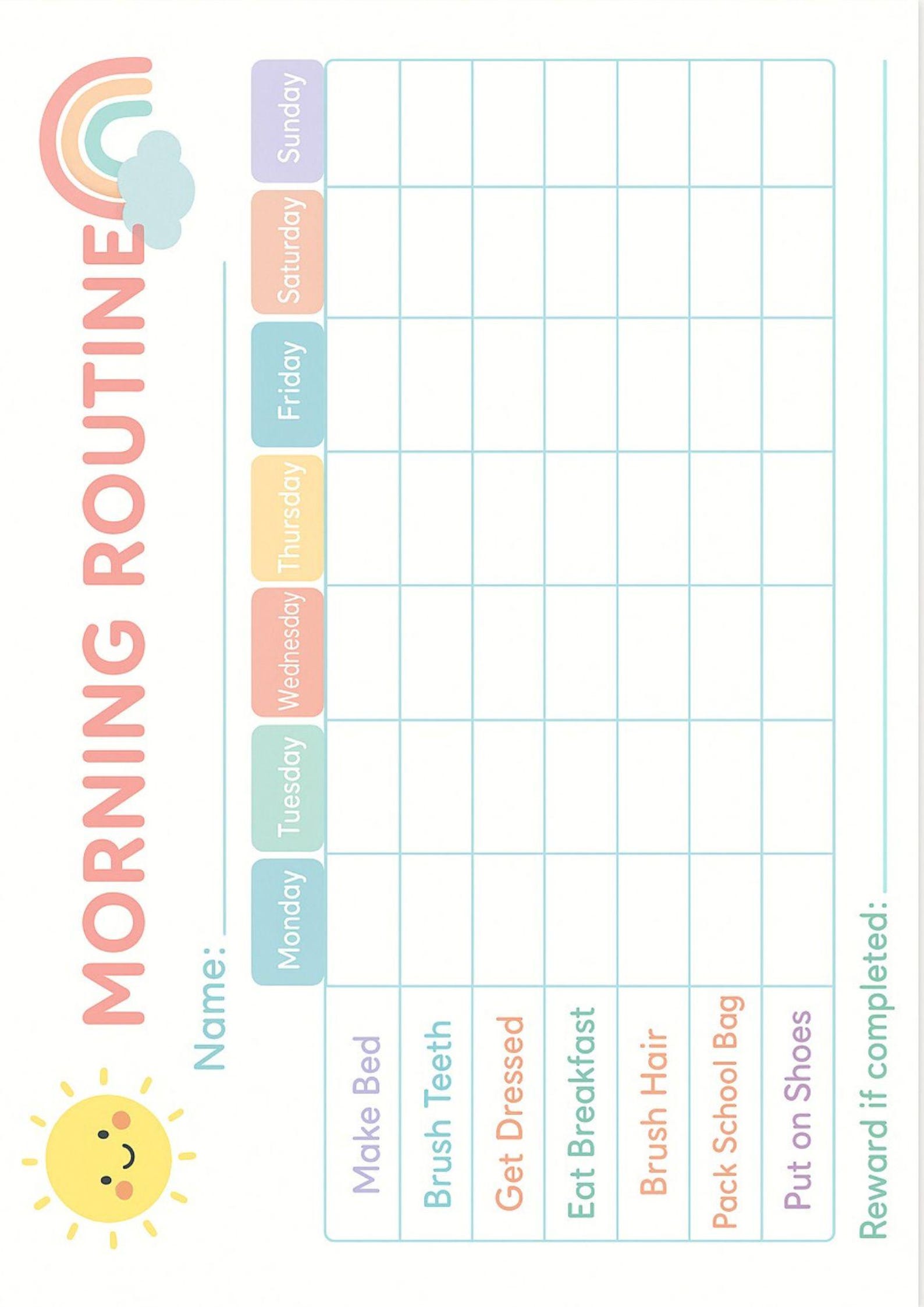 Morning Routine Checklist Printable | Printable Reward Chart | Daily ...
