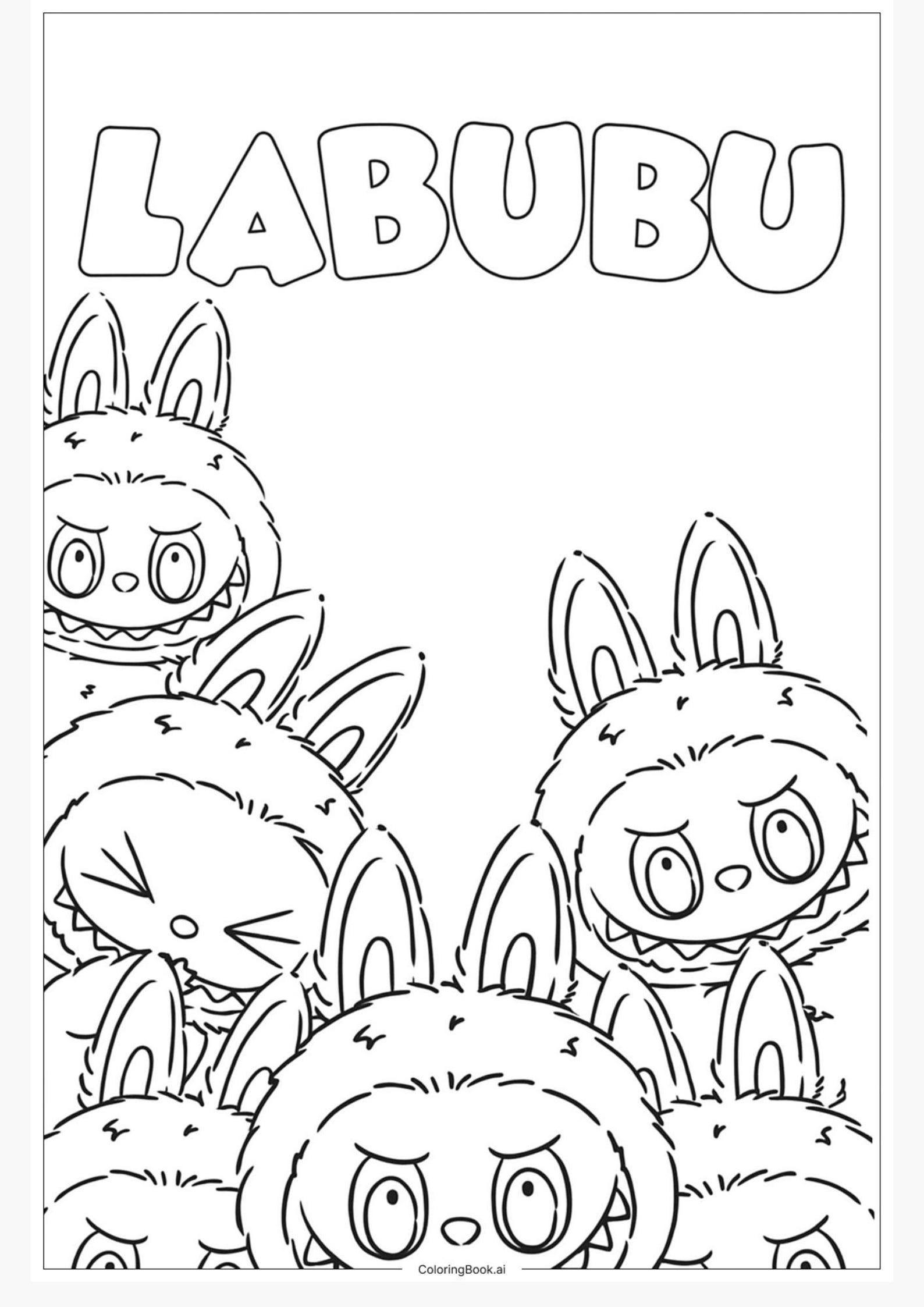 12 Cute Labubu/lafufu Coloring Pages for Kids – Kawaii Digital Download ...