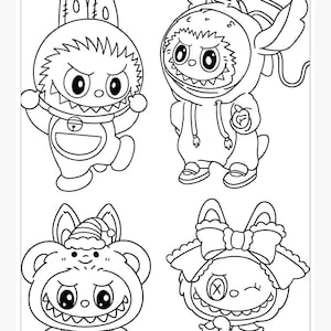 12 Cute Labubu/lafufu Coloring Pages for Kids – Kawaii Digital Download ...