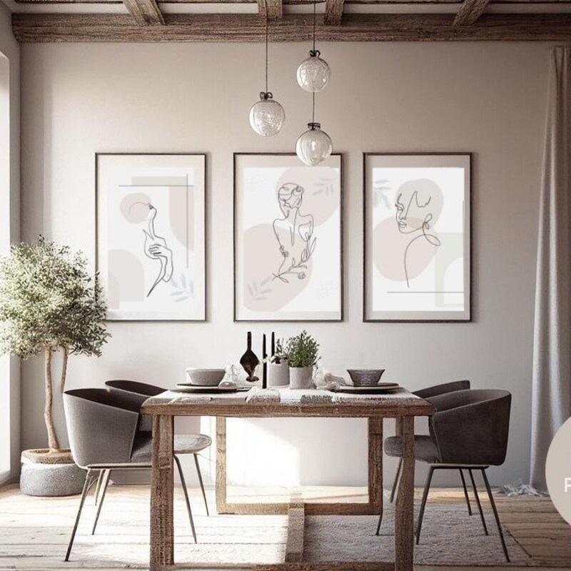 Set of 2 Muted Black and White Downloadable Prints - Etsy