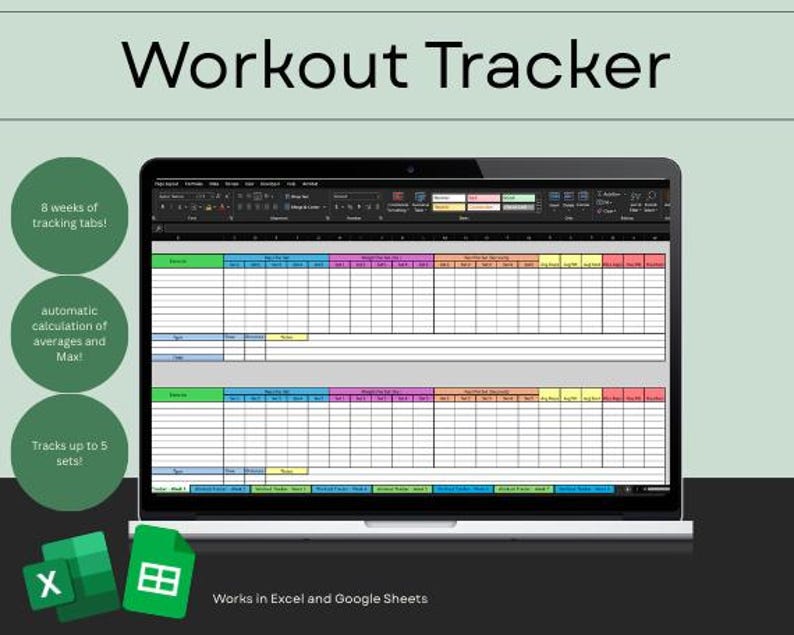 Workout Tracker Spreadsheet | Fitness Log | Strength Training ...