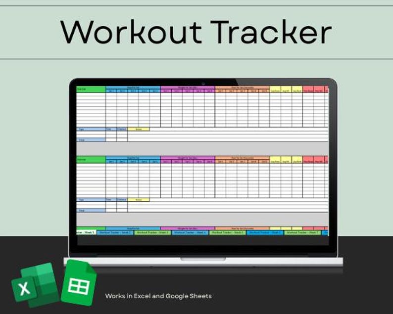 Workout Tracker Spreadsheet | Fitness Log | Strength Training ...