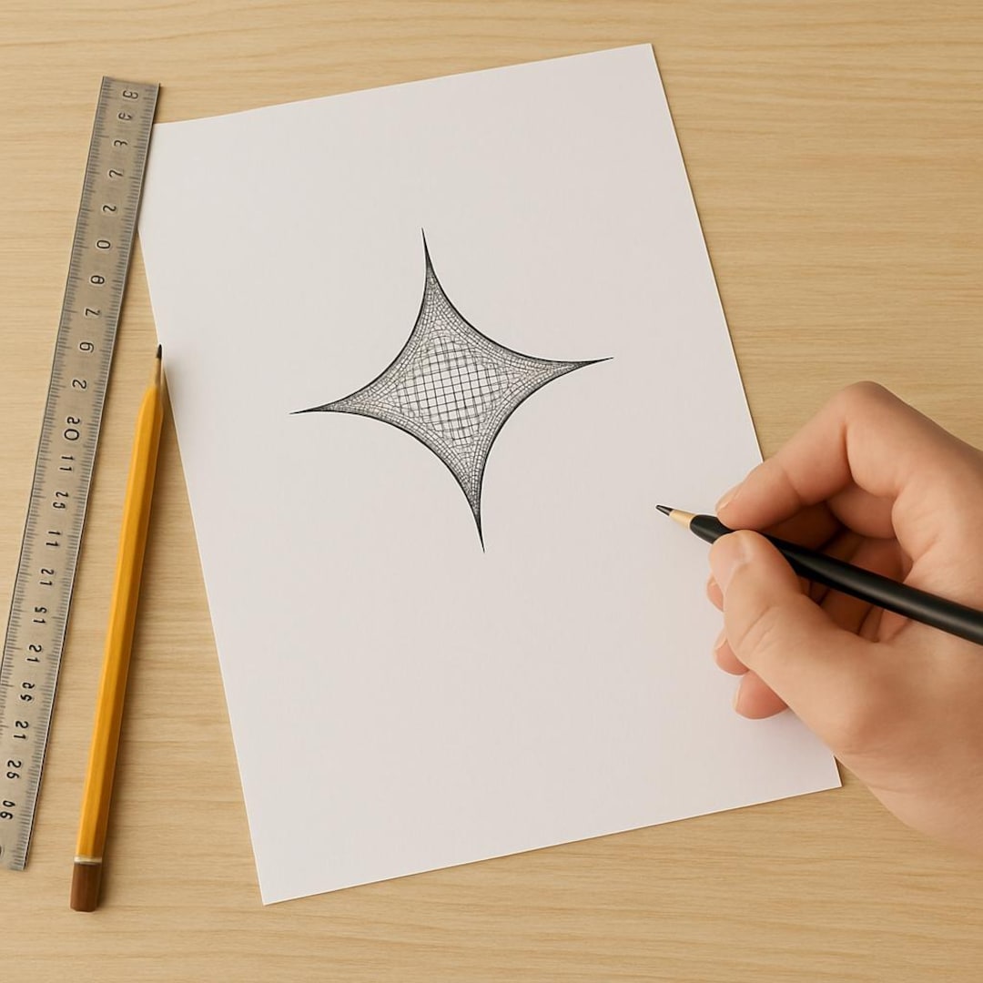 Geometric Drawing Guide | Printable Line Art Template | Easy Drawing Practice for Beginners - Etsy