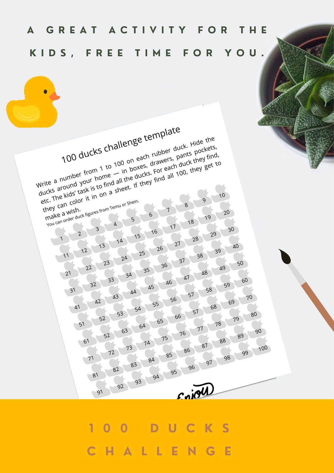 100 Ducks Challenge Printable | Fun Scavenger Hunt for Kids - Etsy
