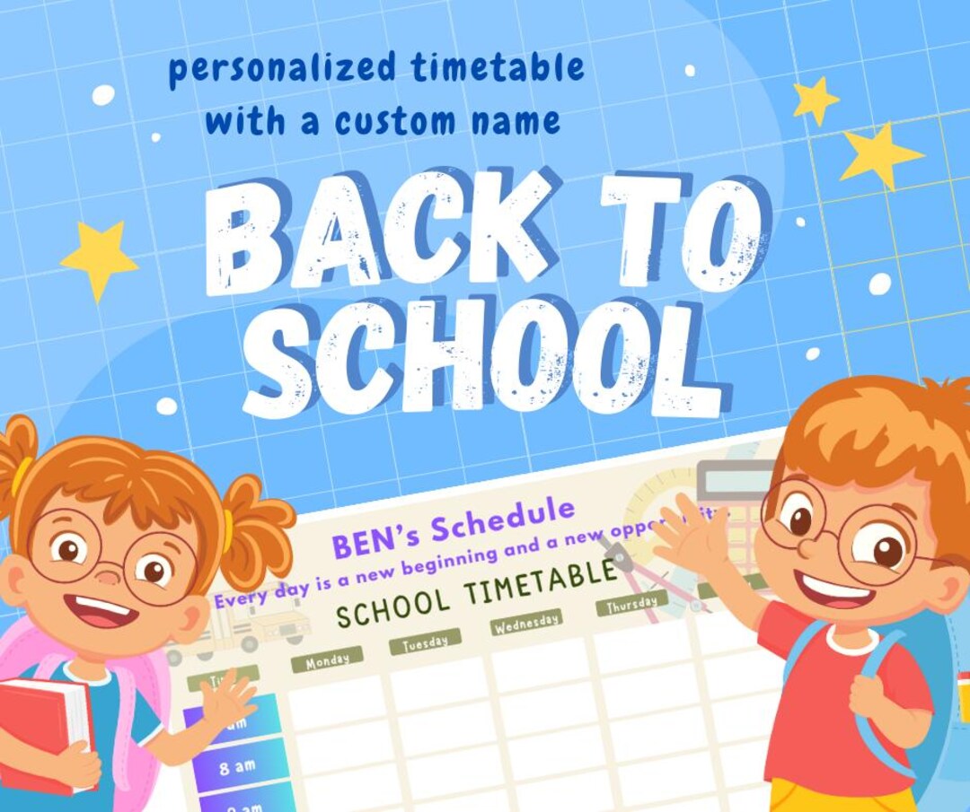 Personalized School Timetable | Custom Name Printable | Positive Daily ...