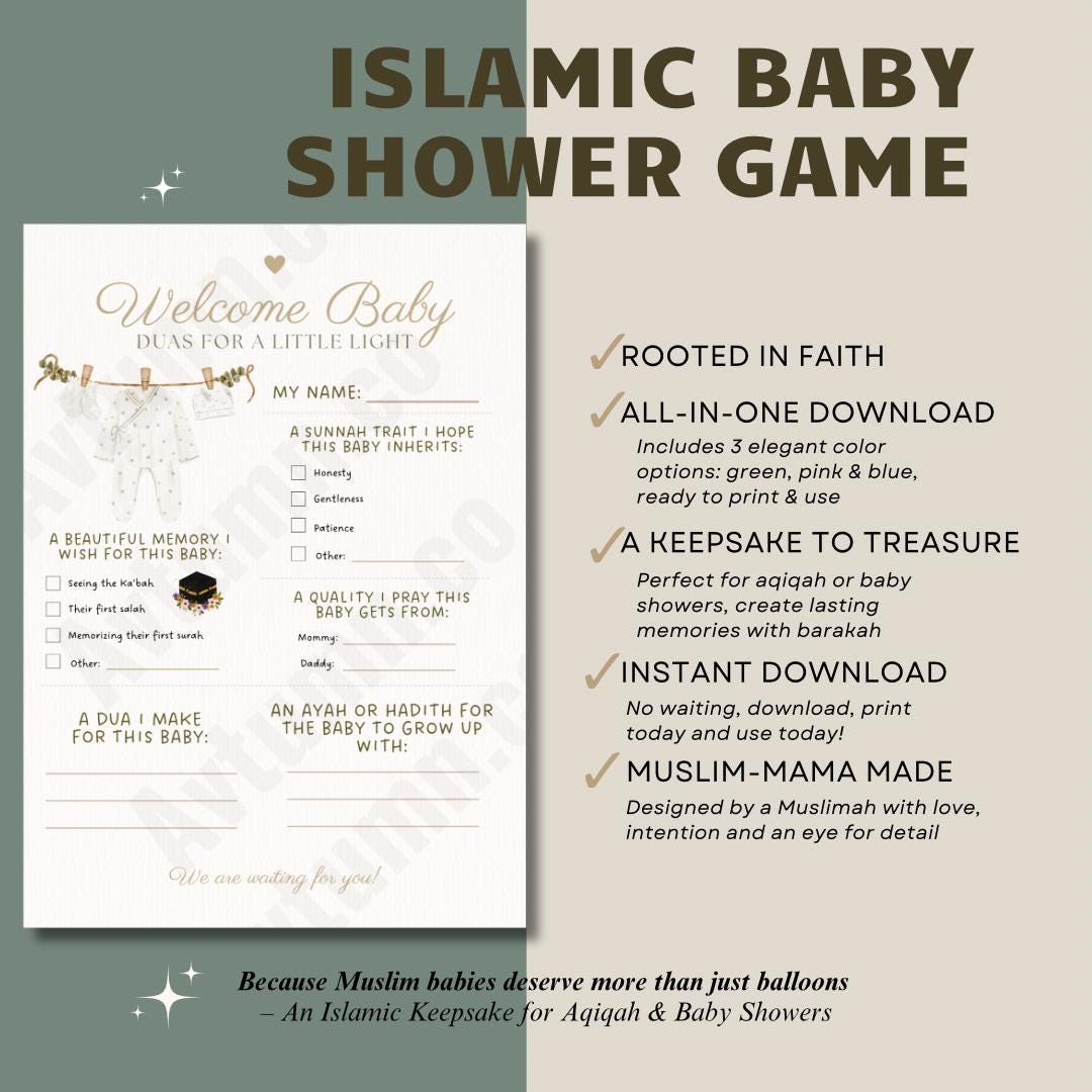 Baby Shower Game Card | Islamic Aqiqah Activity | Digital Download ...
