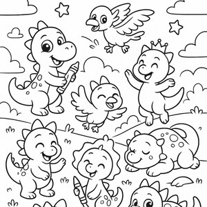 Cute Dinosaur Coloring Book for Kids - Printable PDF Activity Pages for ...
