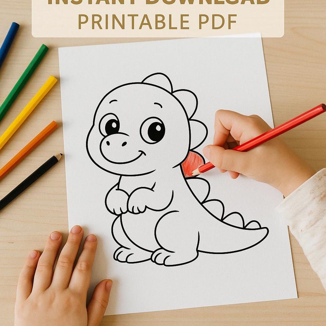 Cute Dinosaur Coloring Book for Kids - Printable PDF Activity Pages for ...