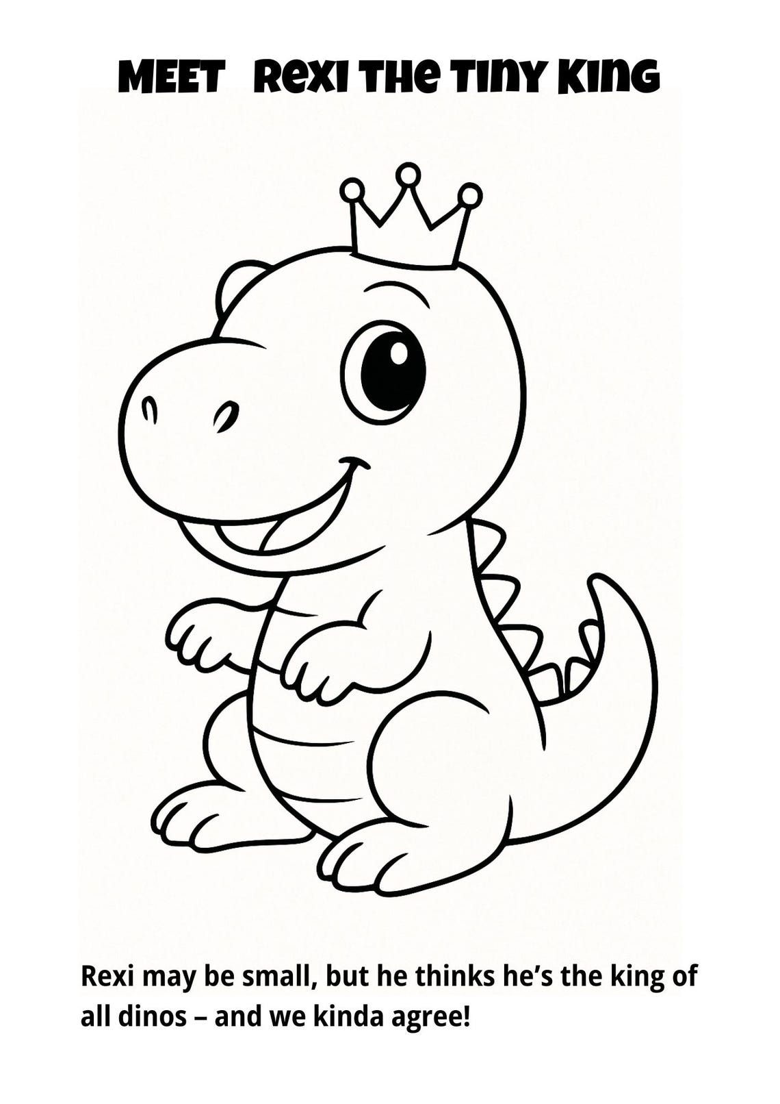 Cute Dinosaur Coloring Book for Kids - Printable PDF Activity Pages for ...