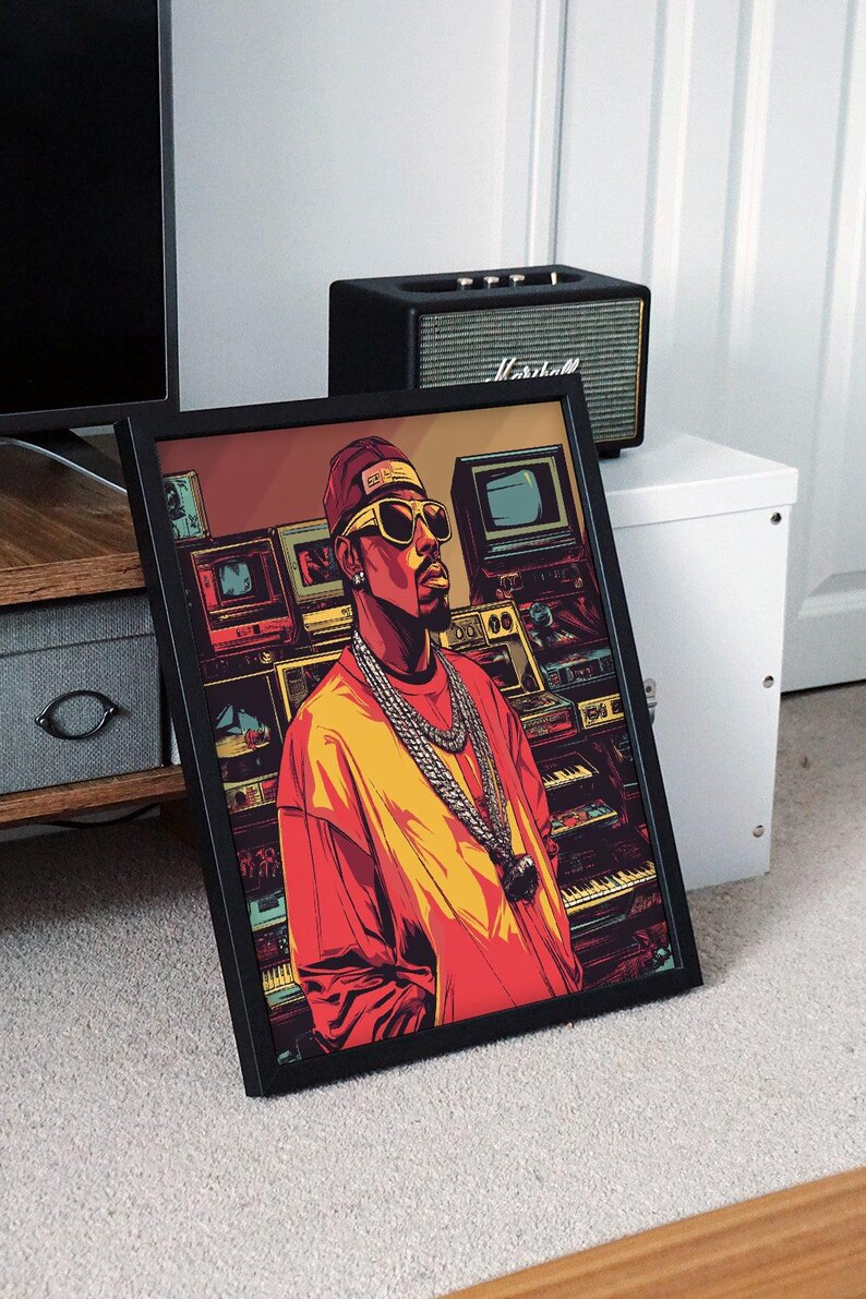 Hip Hop AI Art Digital Print - Rap God Retro Gaming Image. 90s Rap ...