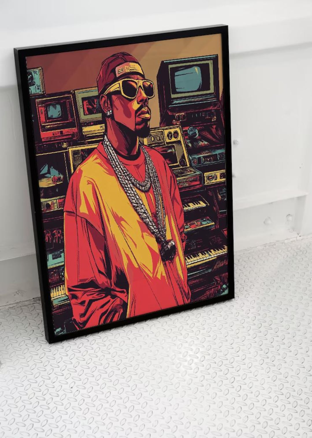 Hip Hop AI Art Digital Print - Rap God Retro Gaming Image. 90s Rap ...
