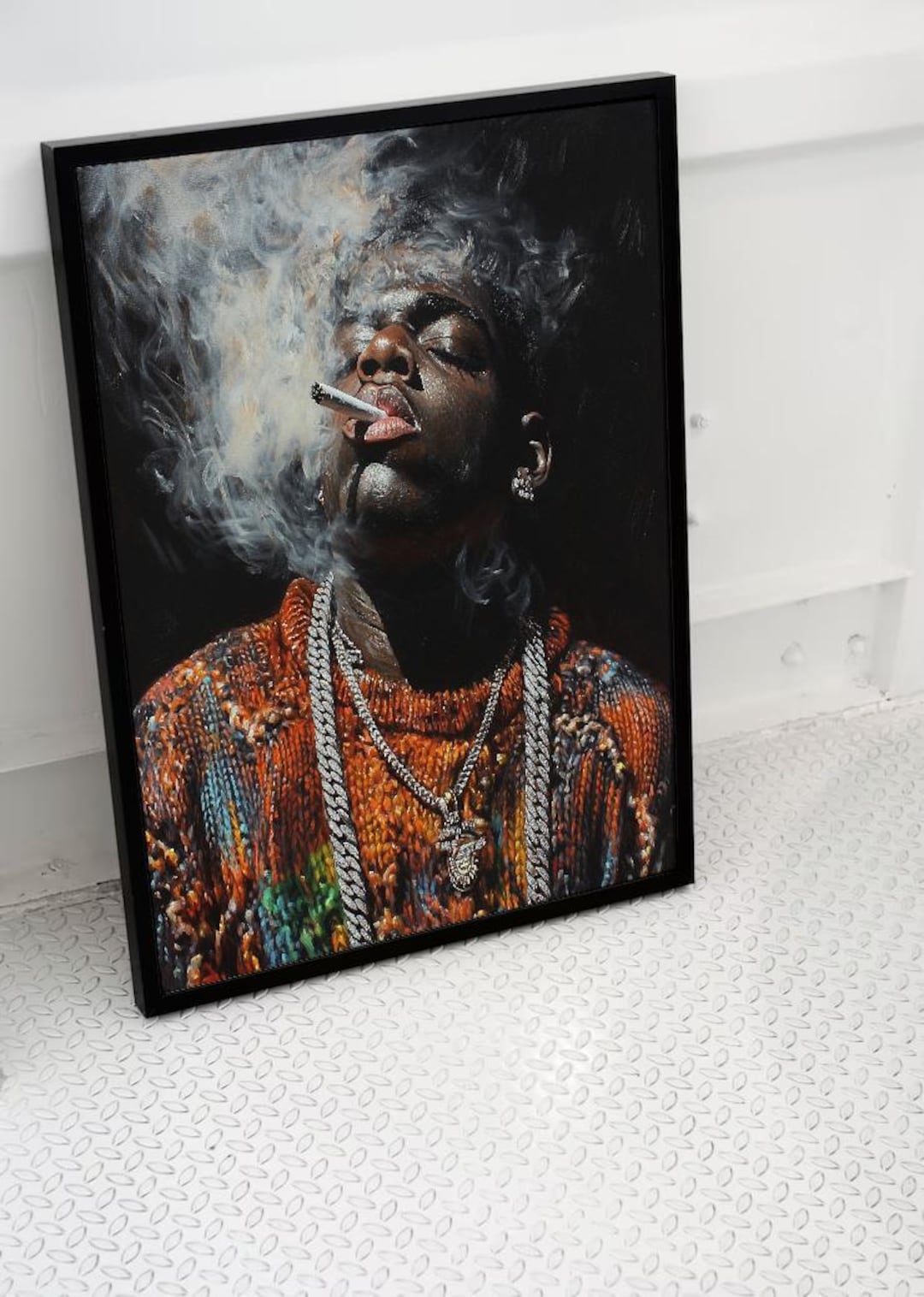 The Notorious B.I.G, Biggie Smalls Smoking Portrait | Digital Oil ...