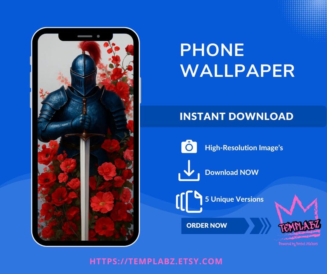 Knight With Flowers - Phone Wallpaper - Etsy