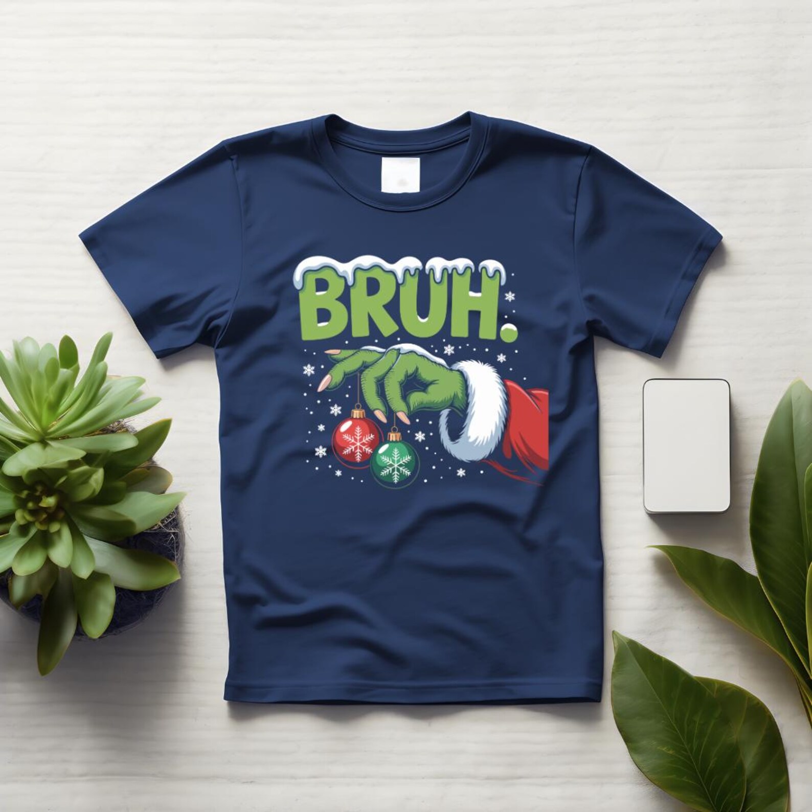 Bruh Christmas Grinch PNG SVG EPS | Funny Holiday Meme Santa Hat ...