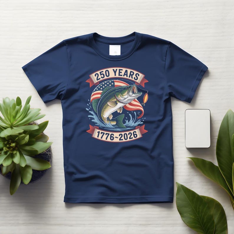 Patriotic Bass Fish With American Flag 250 Years Fishing SVG PNG EPS ...