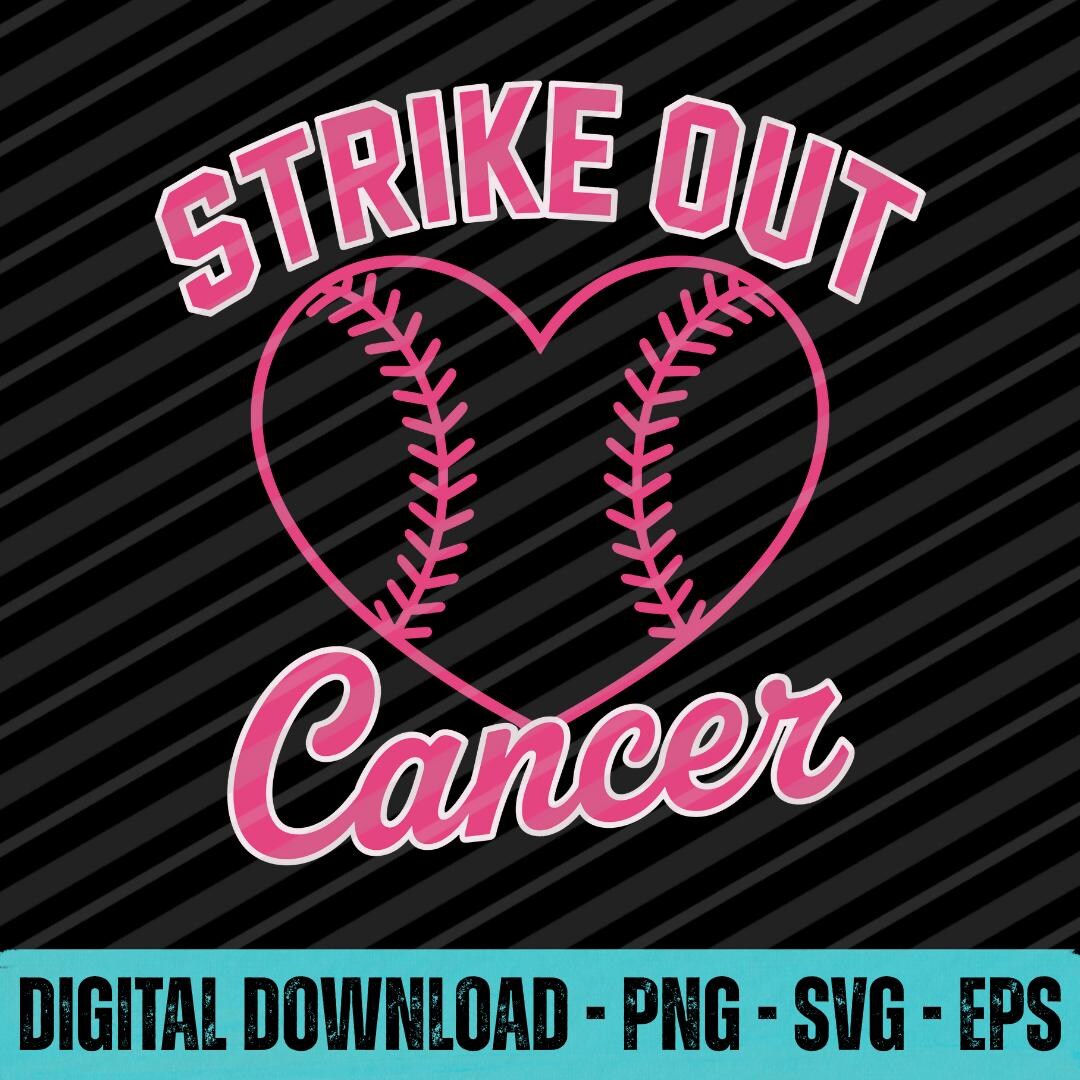 Strike Out Cancer Baseball SVG PNG EPS | Awareness Ribbon Digital ...