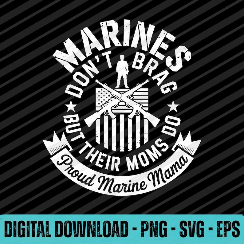 Proud Marine Mama SVG PNG EPS Military Mom Support Patriotic Design - Etsy