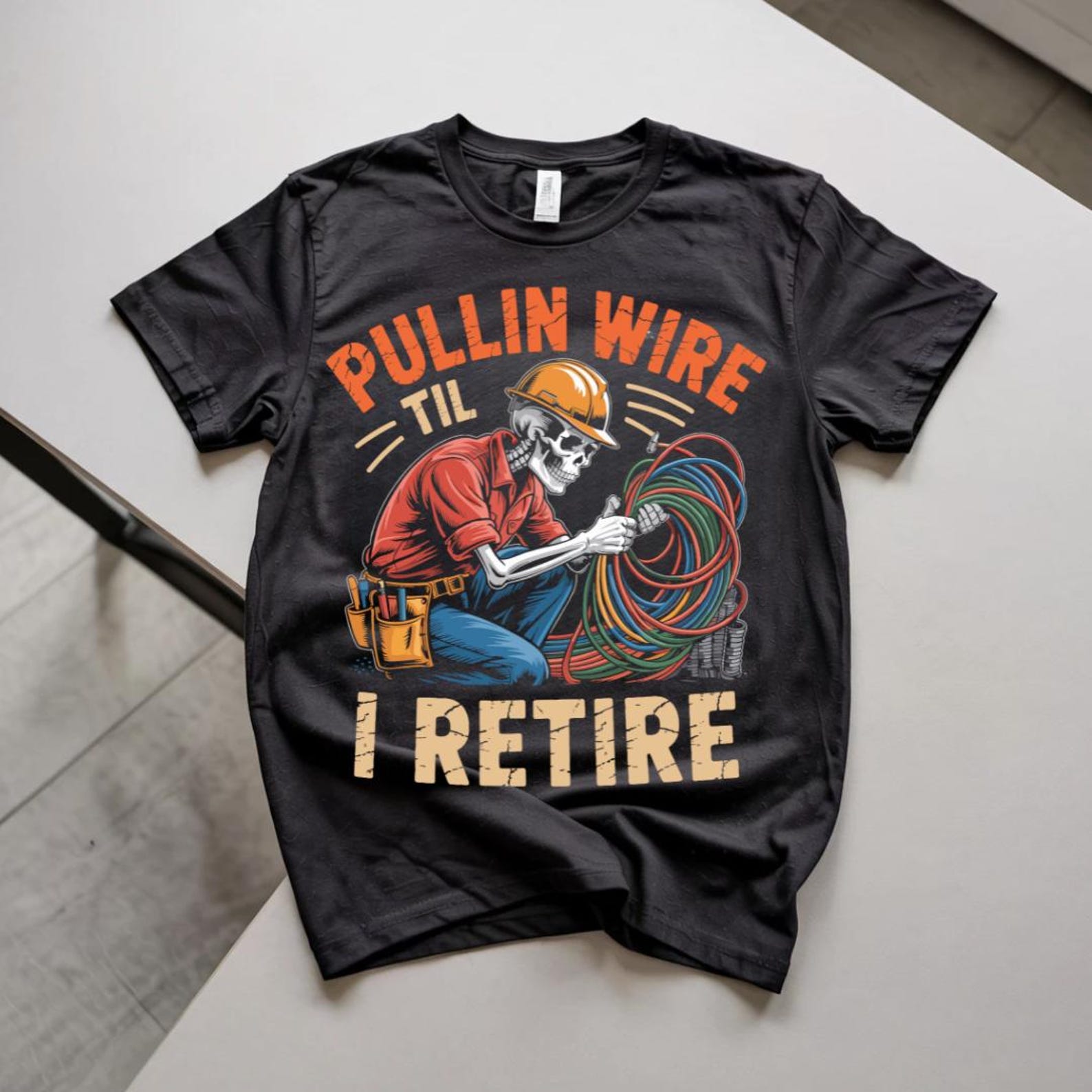 Pullin Wire Til I Retire SVG PNG EPS Funny Electrician Skeleton Graphic ...