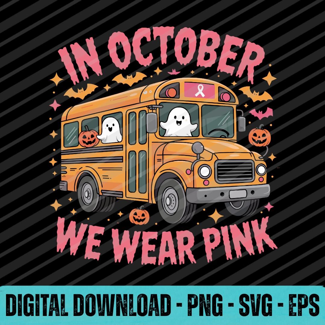 Pink School Bus Driver Breast Cancer Awareness PNG SVG EPS (digital ...