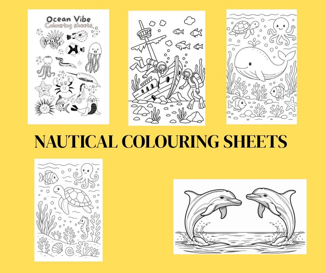Nautical Coloring Pages | Ocean Life Activity Sheets (instant Download ...