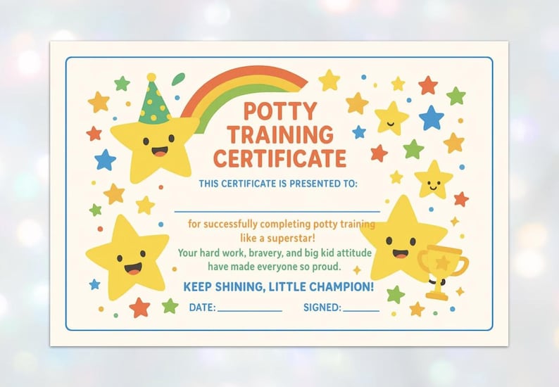 Potty Training Certificate - Stars - Etsy