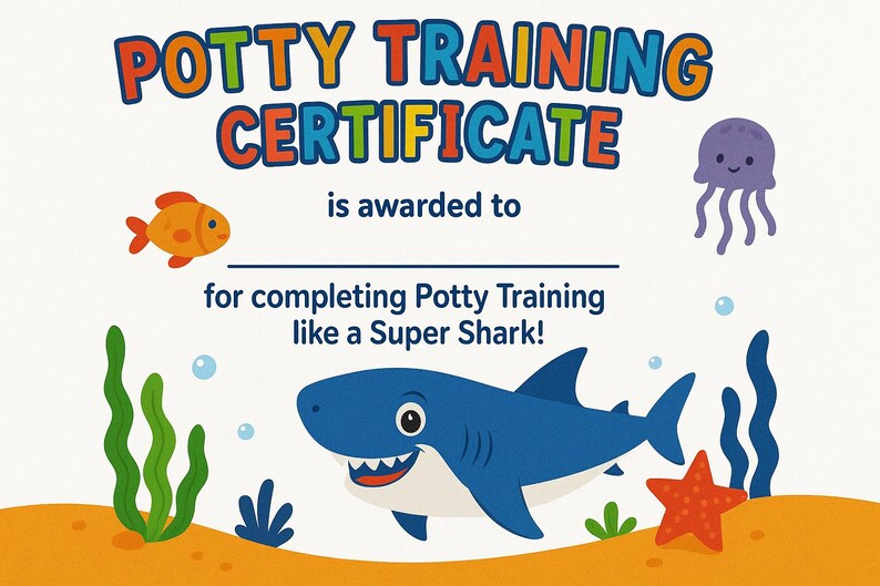 Potty Training Certificate - Shark - Etsy