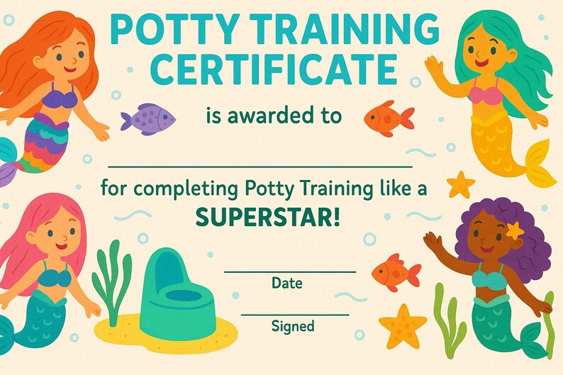 Potty Training Certificate - Mermaids - Etsy