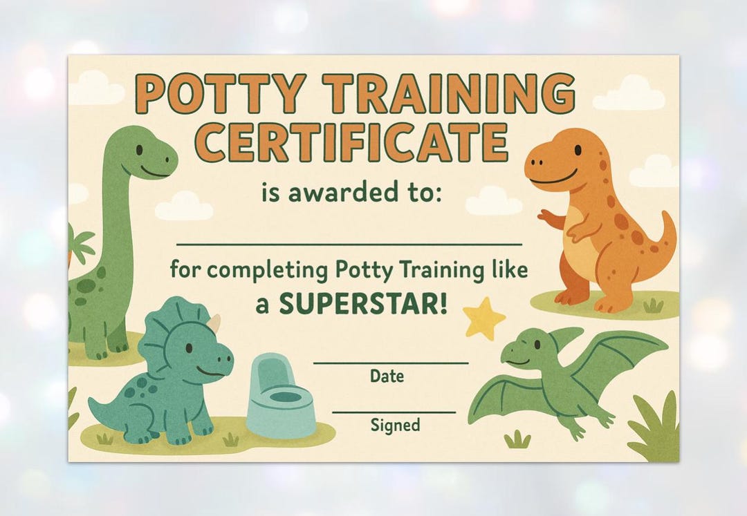 Potty Training Certificate - Dinosaur - Etsy