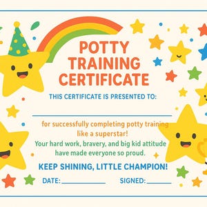 Potty Training Certificate - Stars - Etsy