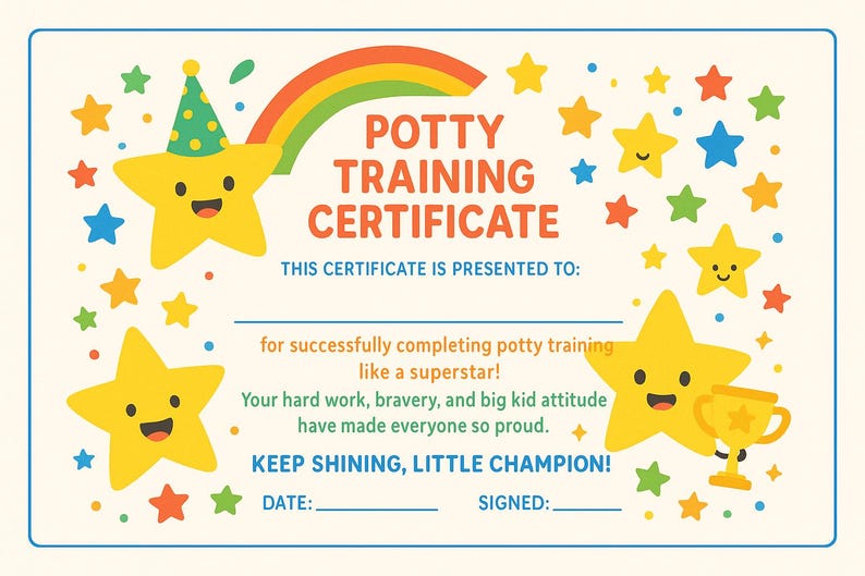Potty Training Certificate - Stars - Etsy
