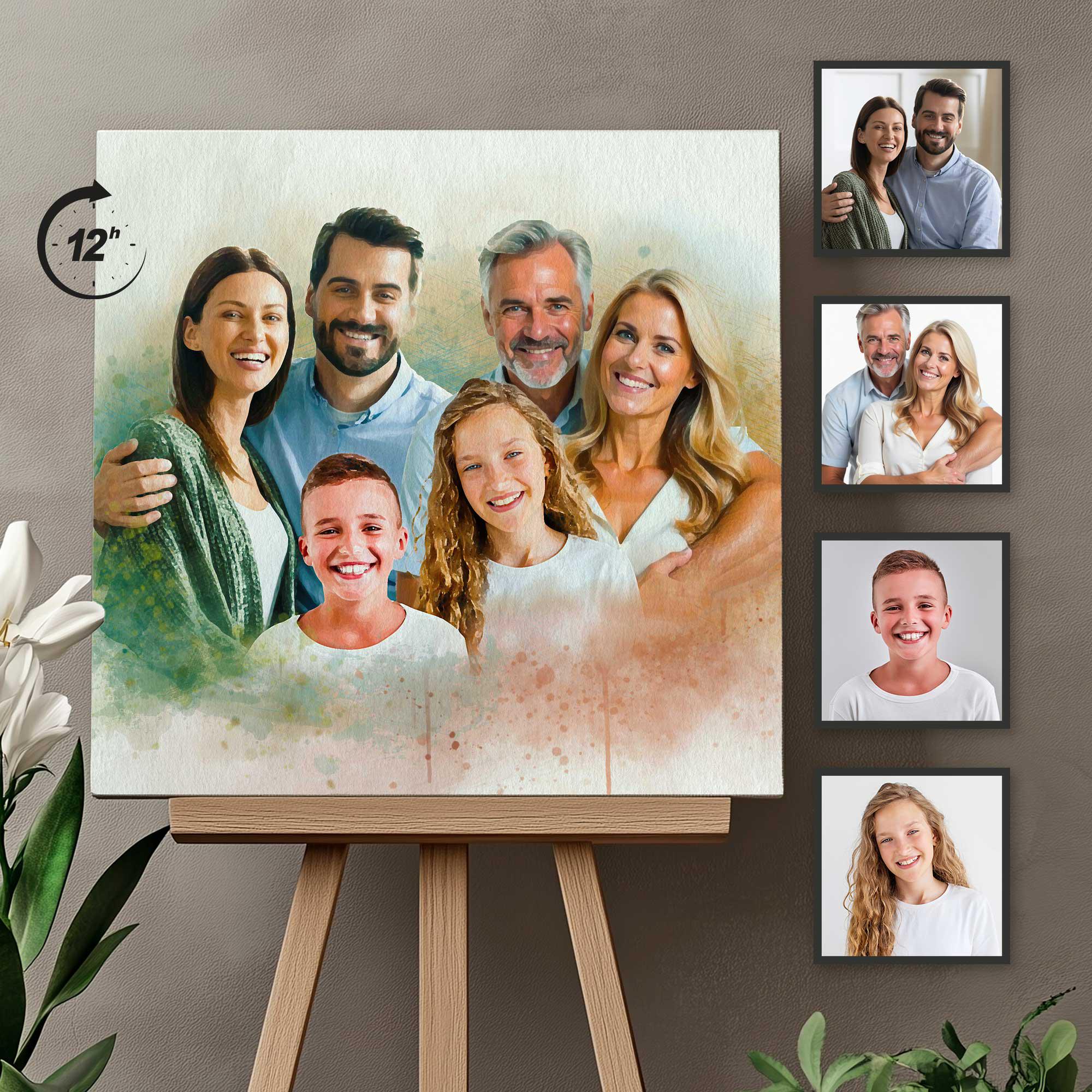 Custom Family Portrait, Digital Family Artwork, Realistic Merge of ...