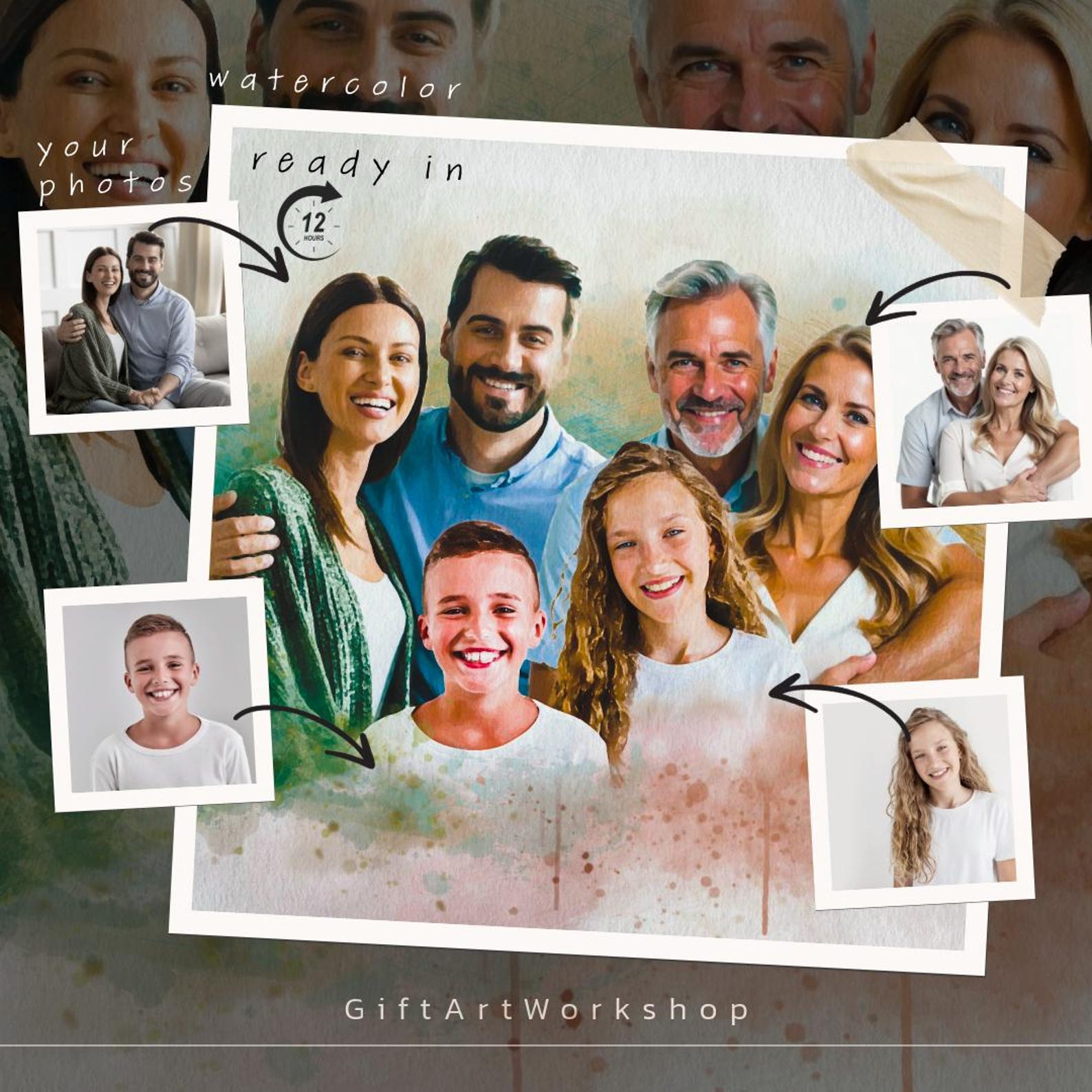 Custom Family Portrait, Digital Family Artwork, Realistic Merge of ...