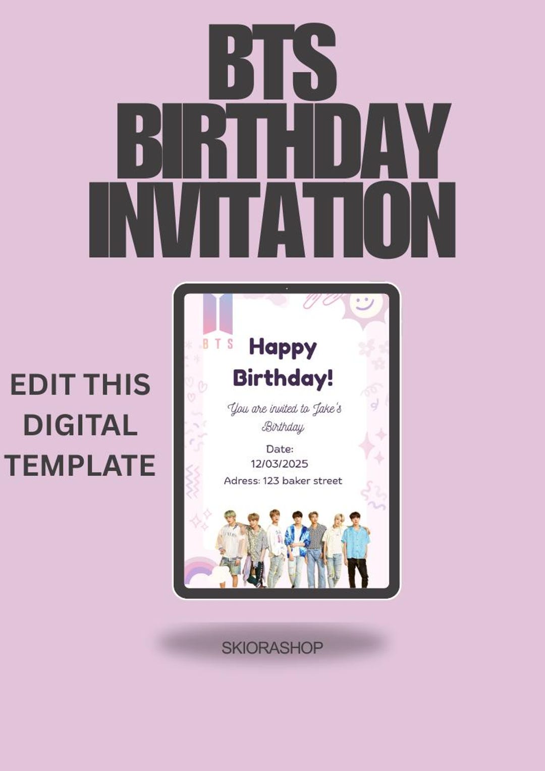 BTS Digital Editable Invitation - Etsy