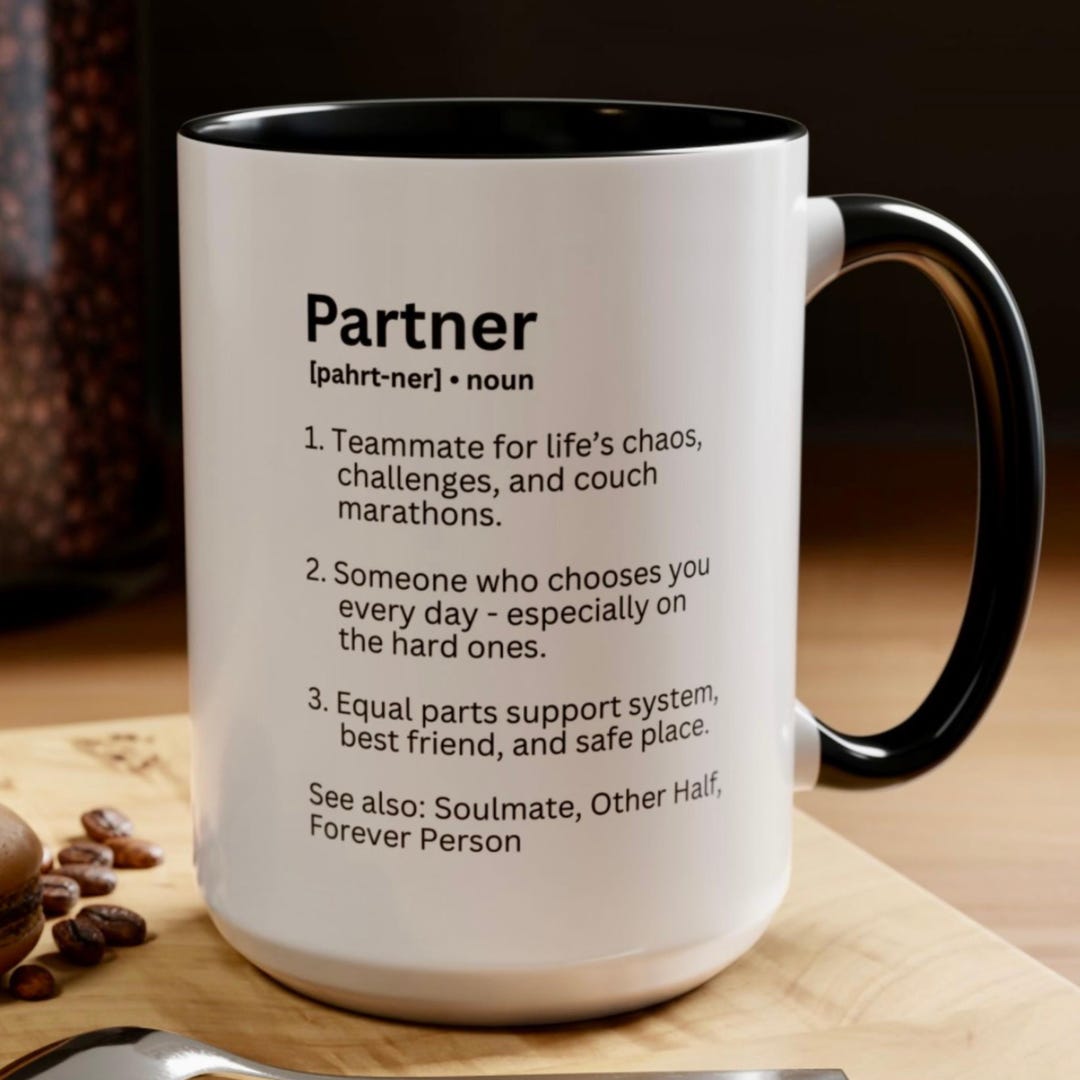 Personalized Funny Partner Definition Two Sided Ceramic Mug, Custom ...
