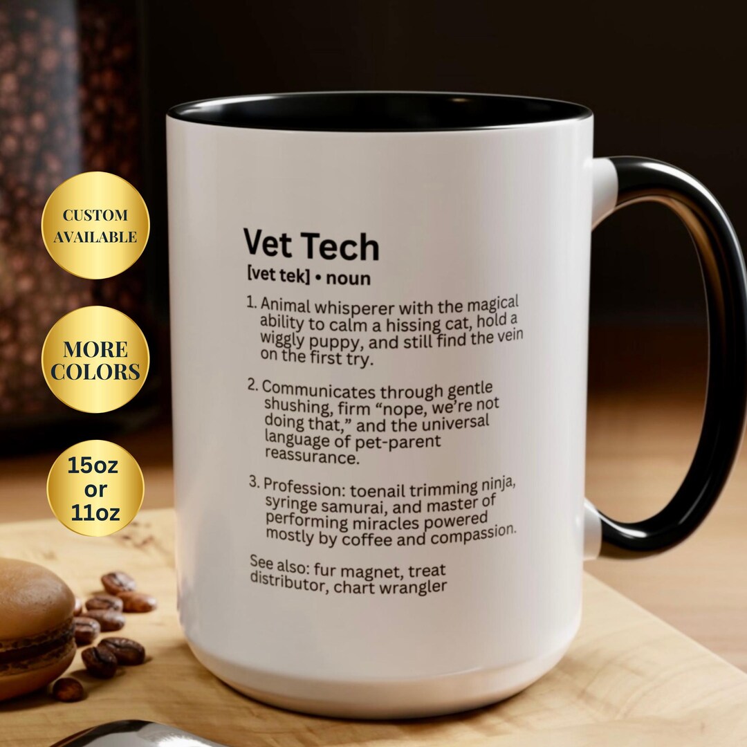 Vet Tech Mug, Personalized Animal Lover Gift, Funny Vet Tech Definition ...