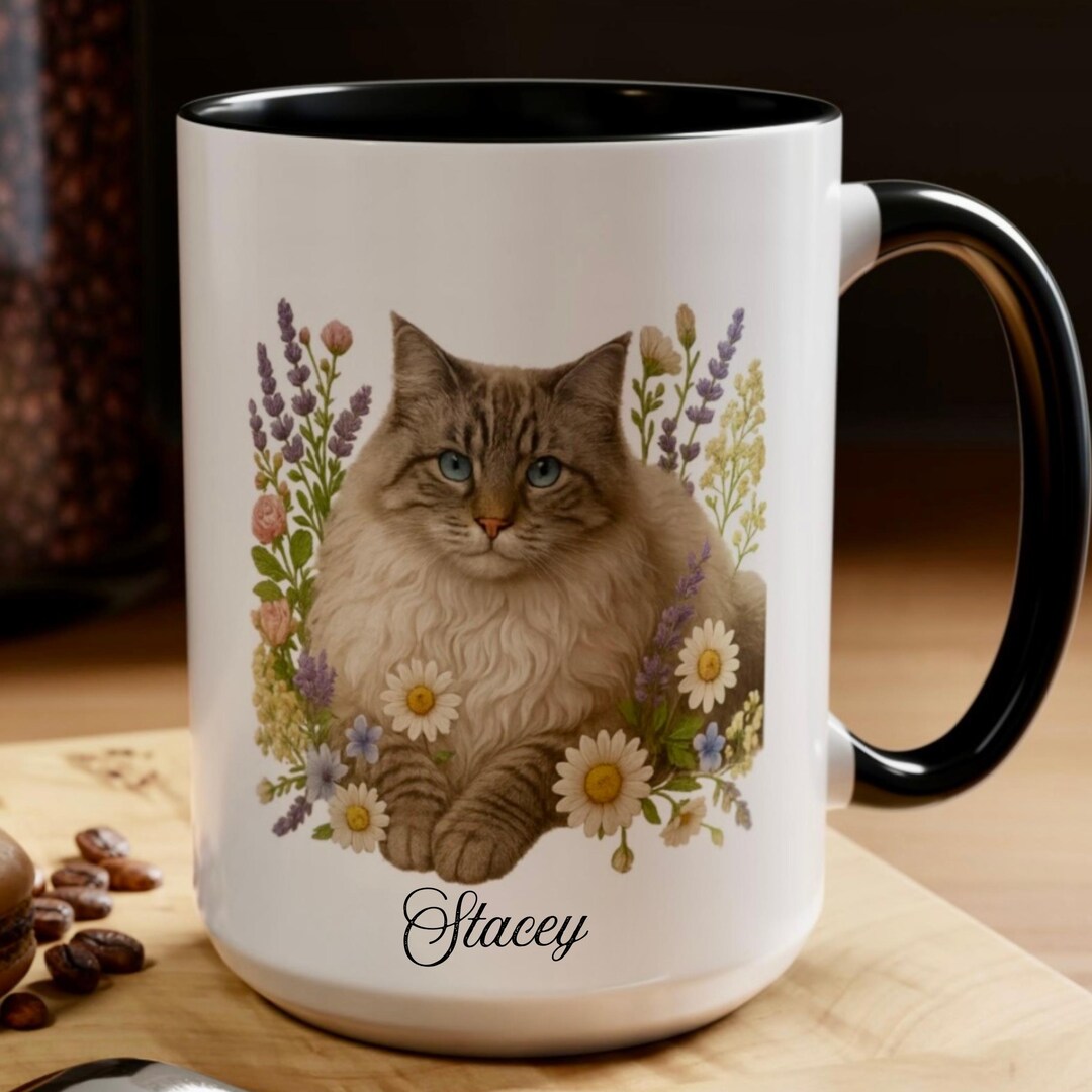 Custom Seal Lynx Ragdoll Cat Botanical Mug, Ragdoll Cat Gift ...