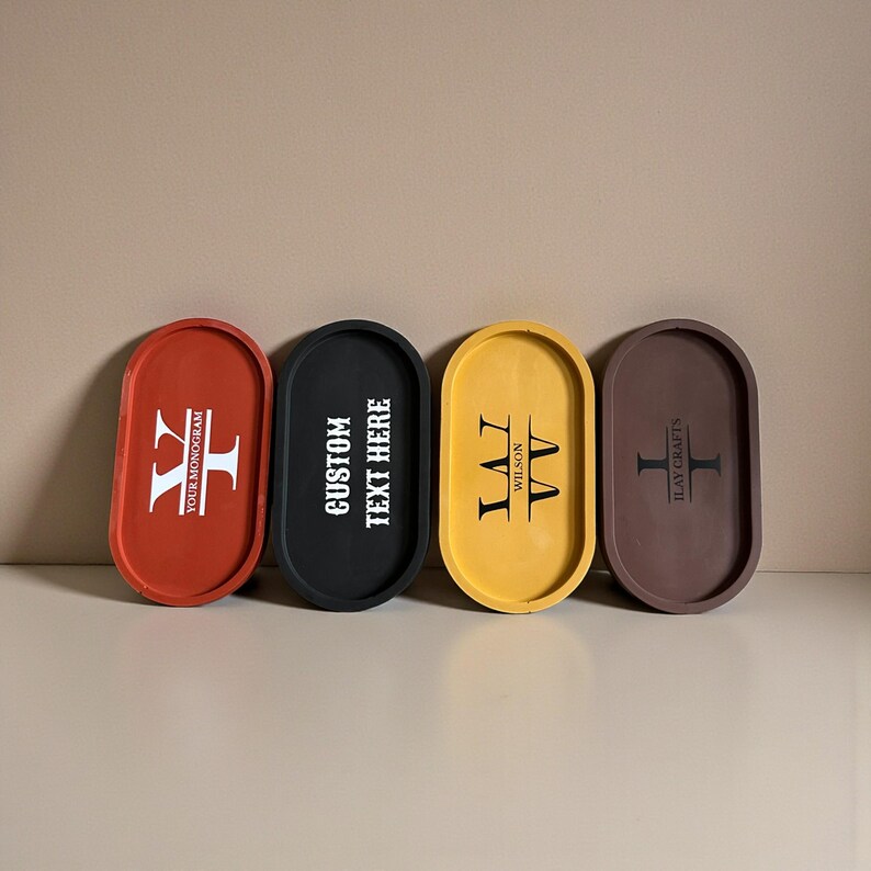 Bandeja oval de concreto personalizada e feita à mão para joias, velas ...