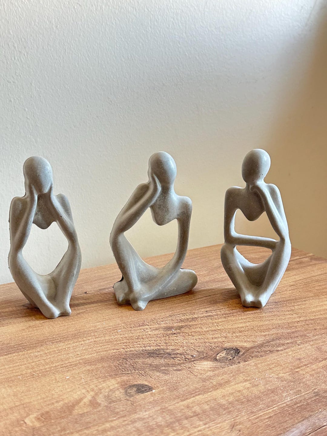 Minimalist Thinking Statue Set – 3 Handmade Concrete Sculptures ...