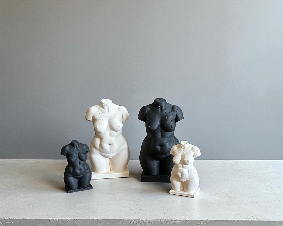 Concrete Female Torso Statue With Modern Body Positive Design, Handmade ...