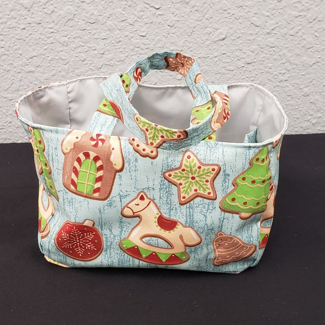 Mini Tote - Cookies on Greyish Blue - Etsy
