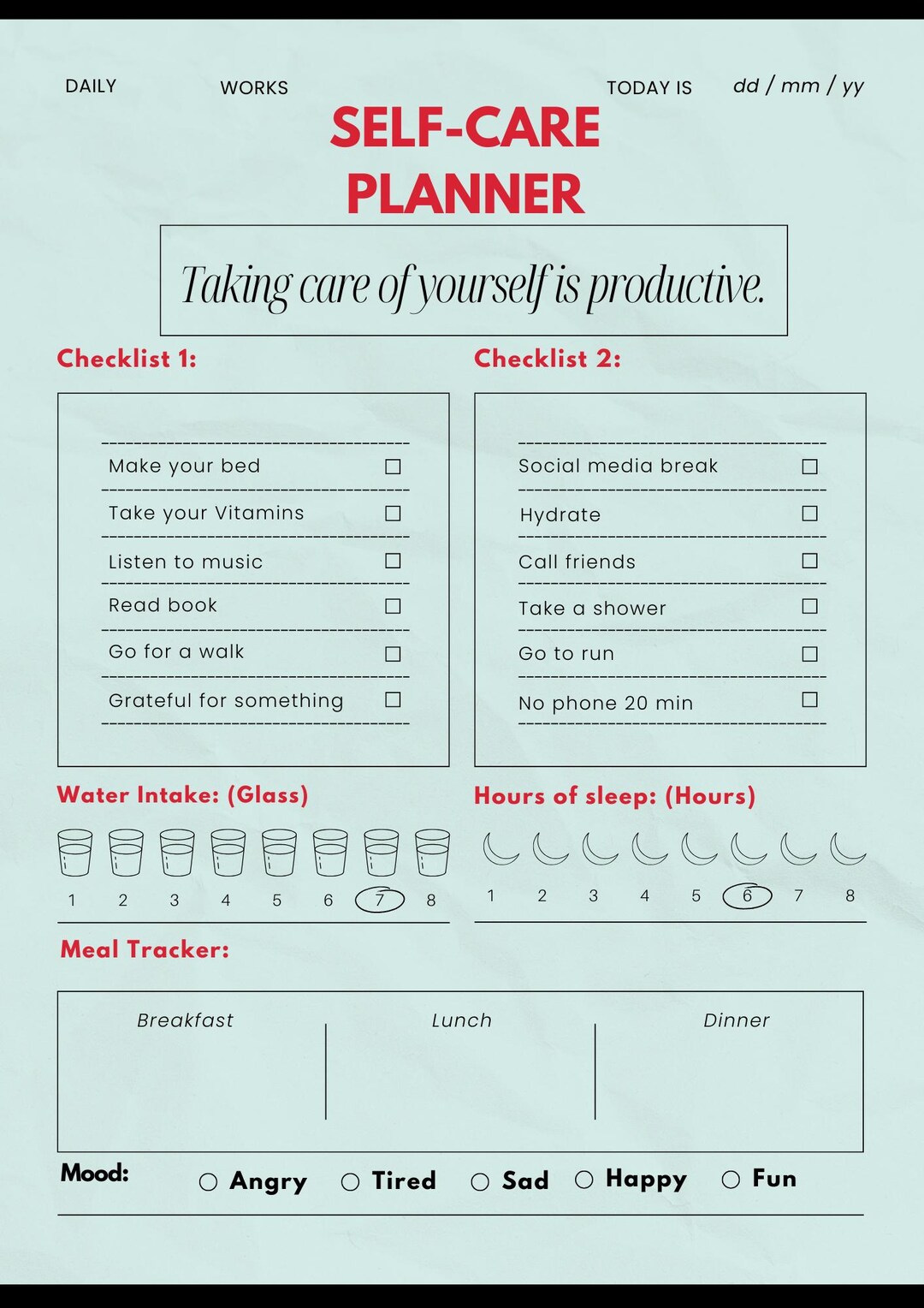 Mental Health Planner | Daily Mood Tracker Printable | Digital Self ...
