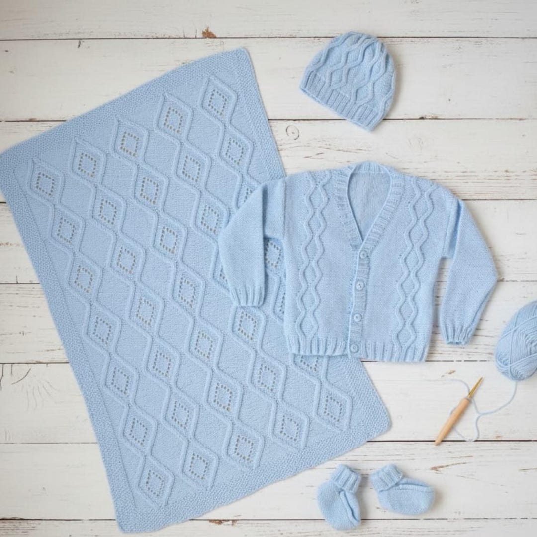 4-in-1 Crochet Baby Layette Pattern PDF | Diamond Stitch Blanket ...
