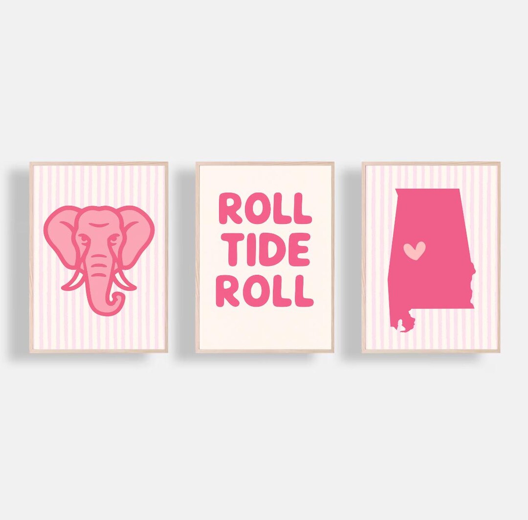 University of Alabama Preppy Wall Art, Digital Prints, Set of 3 - Etsy