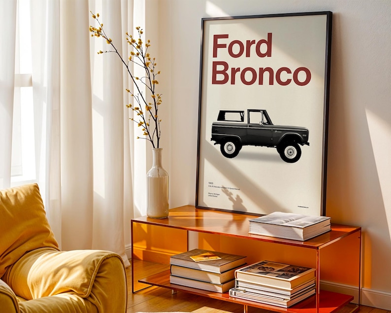 1966 Ford Bronco Print: Vintage Minimalist Car Wall Art - Etsy