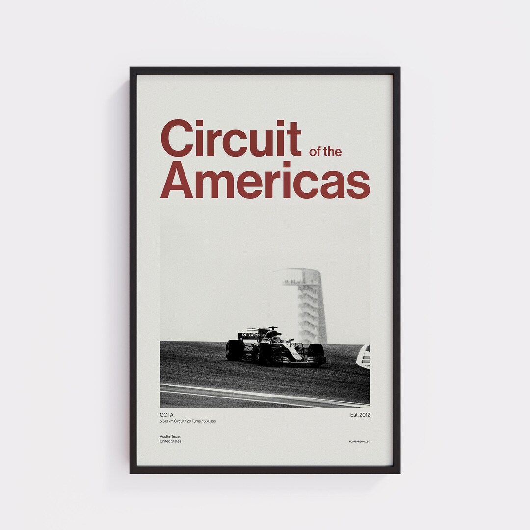 Circuit of the Americas Poster - Austin F1 Print, COTA Racing Wall Art ...
