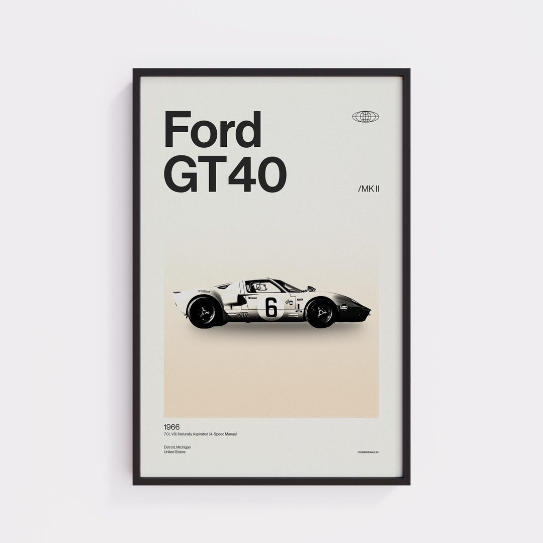 Ford GT40 Poster – Le Mans Racing Car Wall Art – Vintage Ford Print ...