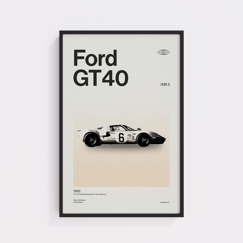 Ford GT40 Poster – Le Mans Racing Car Wall Art – Vintage Ford Print ...