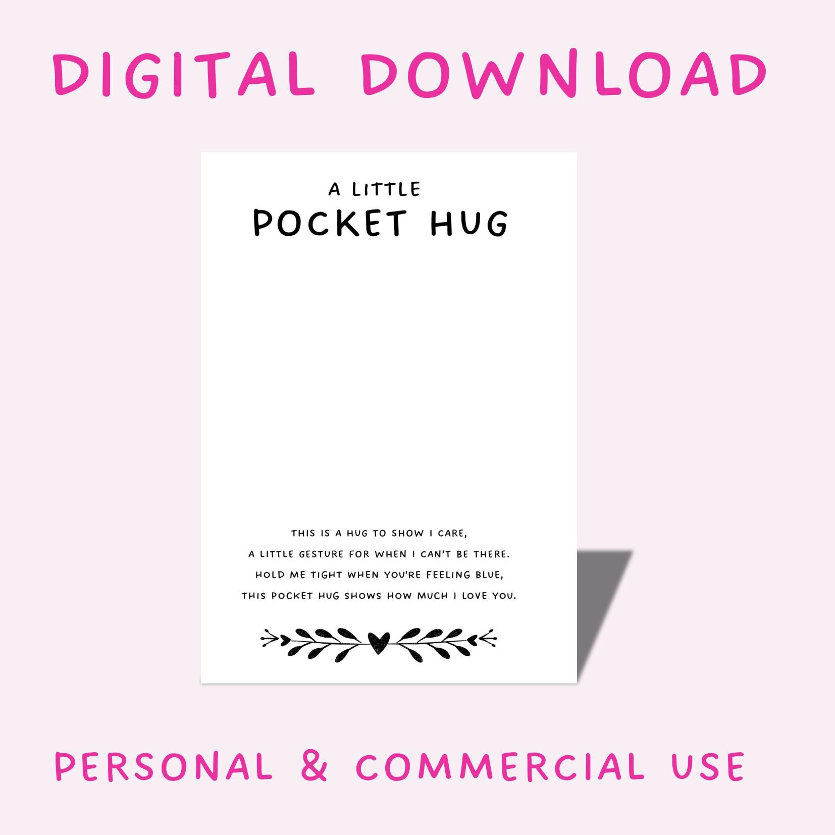 Pocket Hug PNG, Digital Download Backing Cards, Printable Gift Card ...