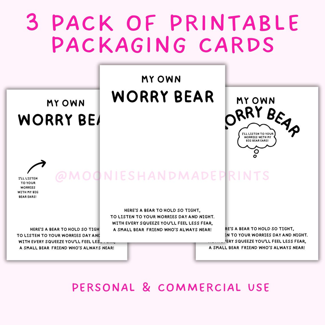 Printable Worry Bear Cards, Worry Bear Design, Pocket Hug Template ...
