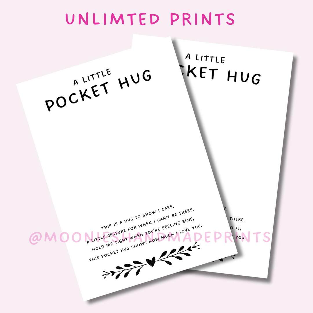 Pocket Hug PNG, Digital Download Backing Cards, Printable Gift Card ...